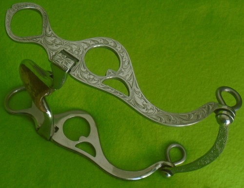 Al TIETJEN Engraved Stainless Steel BIT~5" SALINAS Mouth~Copper Hood ...