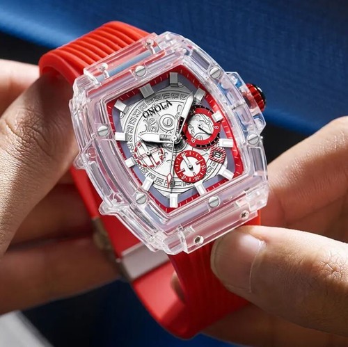 Luminous Luxury Waterproof Quartz Watch Transparent Dial Chronograph | eBay