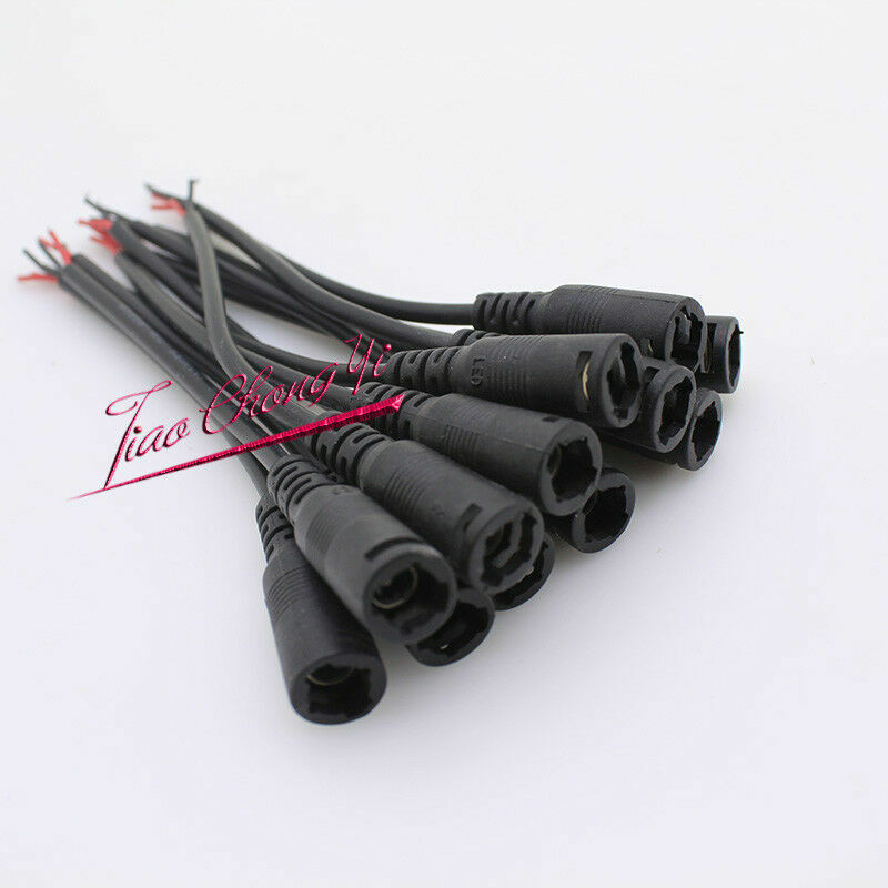 15cm 5.5x2.1mm DC connectors with locking buckle Female Male Plug Black ...