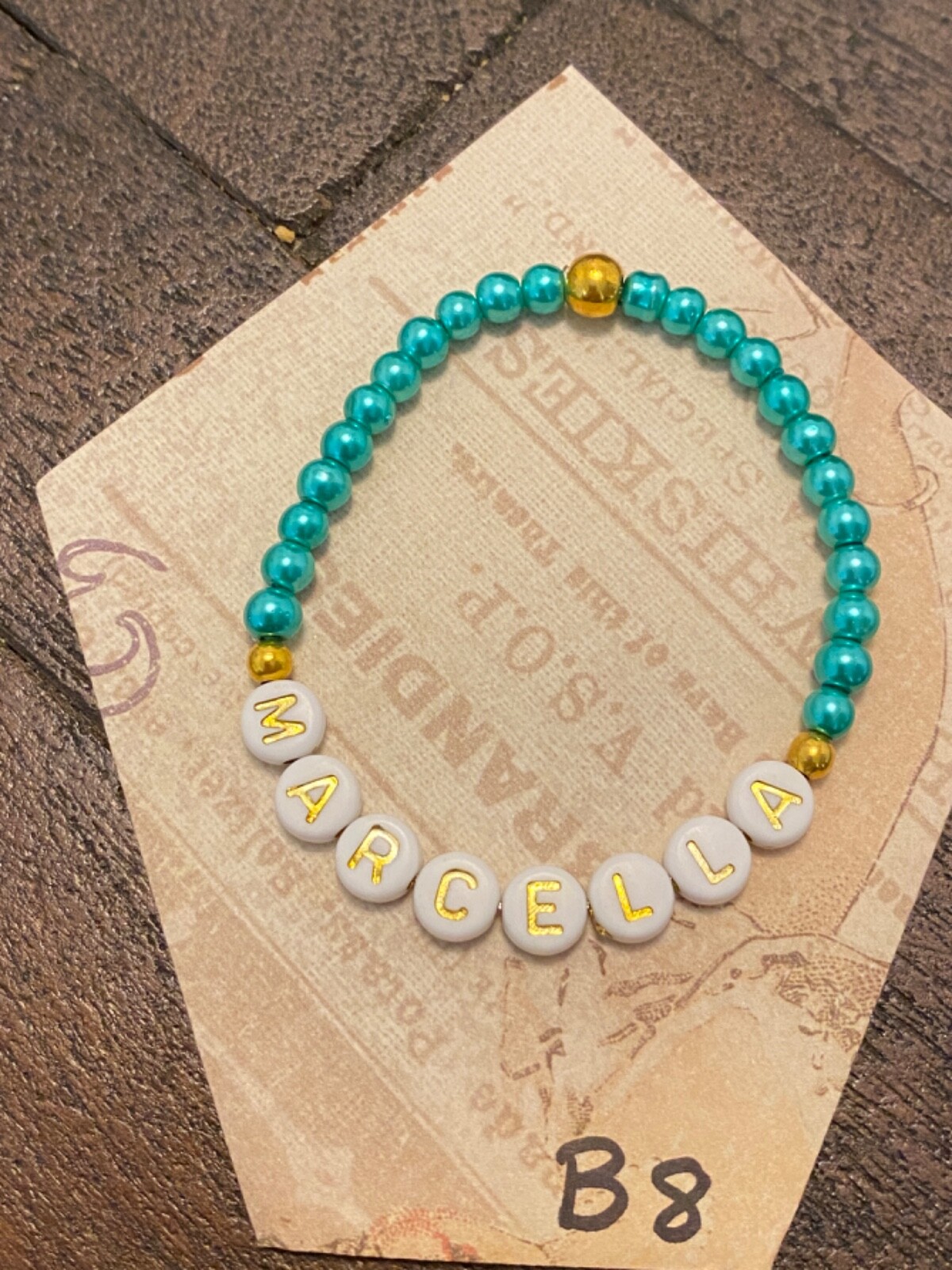 BRAND NEW HAND CRAFTED BEADED NAME STRETCH BRACELET #B8 MARCELLA GIRLS ...