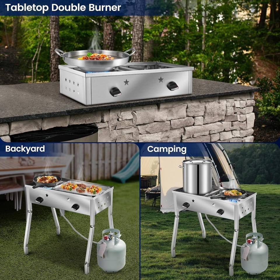 ARC Comal Taco Maker Set With Double Burner Propane Stove, Cazo Fryer ...
