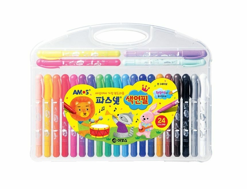 Pasnet Color Pencil 24 Colors AMOS Premium Non-toxic Silky Twisters ...