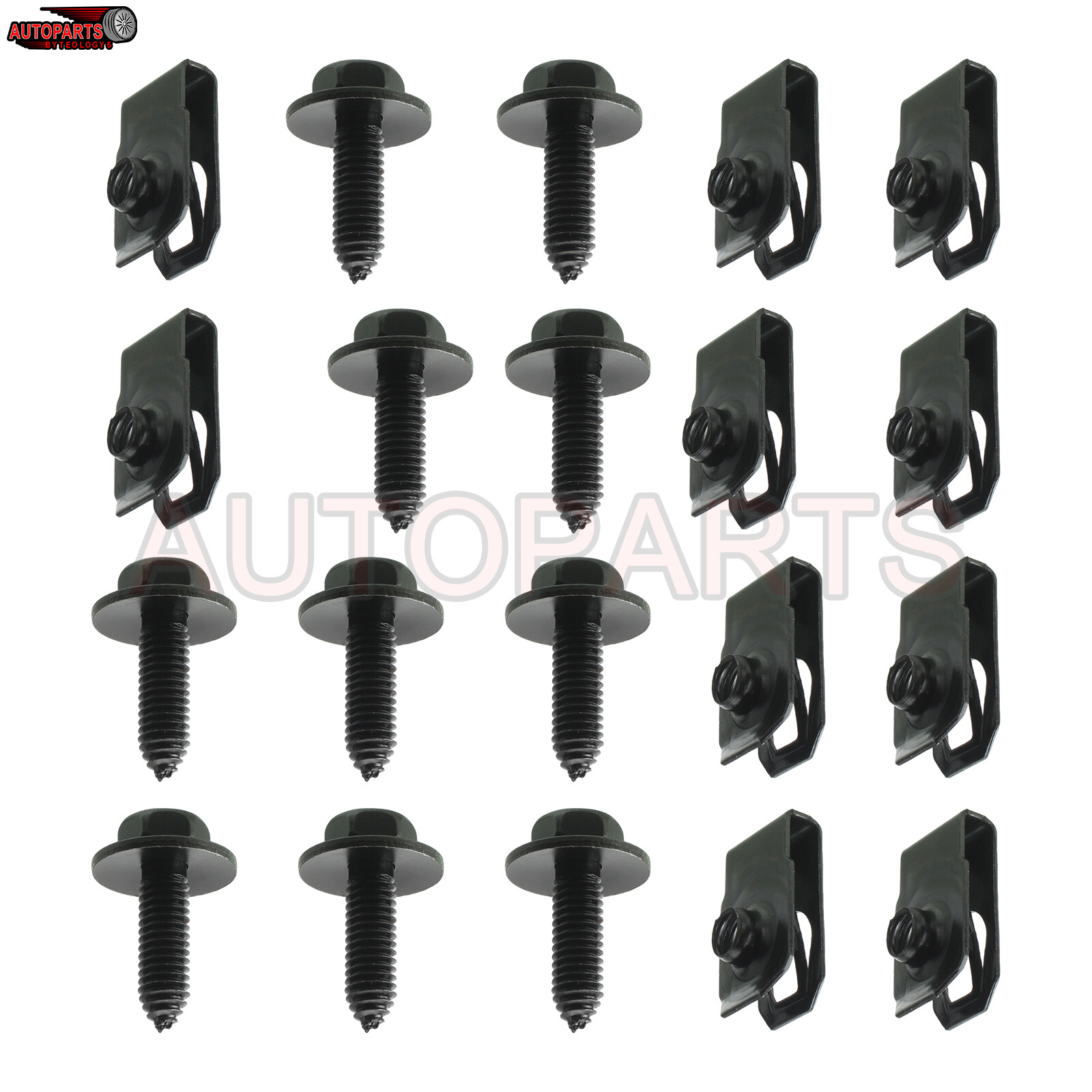 10 set Front Bumper U-Nut M6x1.0 + HEX Bolt Fits GM 11503834,11503714 ...