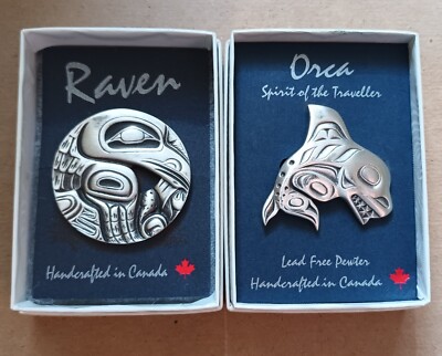 Frederick Pewter Canada - Raven and Orca Brooch Pins | eBay