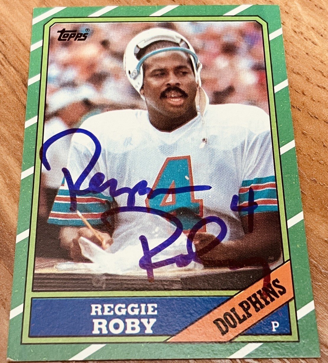 Reggie Roby autographed signed autograph auto Miami Dolphins 1986 Topps ...