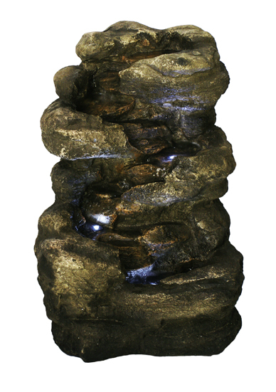 Rock Cascade Water Feature 4 Tier Fountain Waterfall Natural Stone ...
