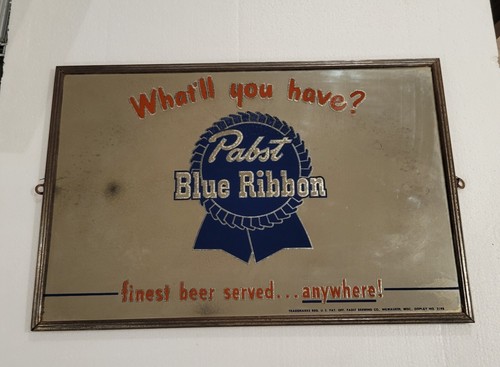 Vintage Pabst Blue Ribbon Mirror | eBay