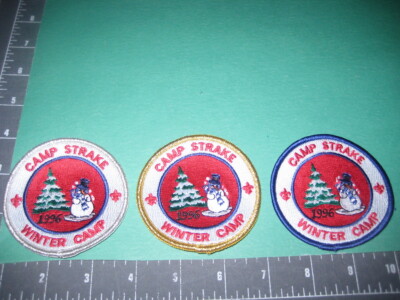 *BSA LOT 3-1996 WINTER CAMPER PATCHES-SET-CAMP STRAKE-S.H.A.C. HOUSTON ...