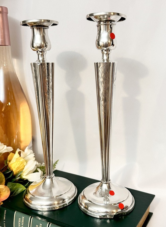 Sterling Silver Candle Sticks Tall Etched with Sterling Candle Cups WEB ...