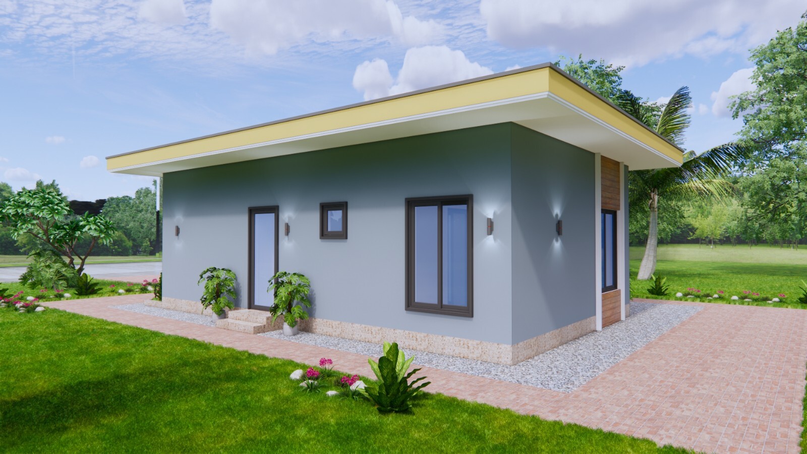 30x36 Feet House Design Plans 9x11 Meter 2 Bed 1 Bath Hidden Roof (A4 ...