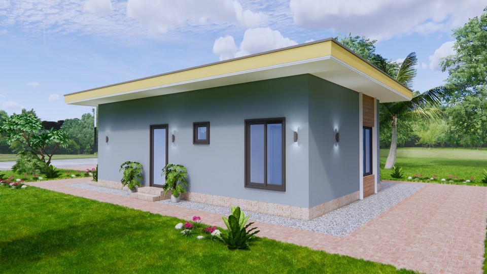 30x36 Feet House Design Plans 9x11 Meter 2 Bed 1 Bath Hidden Roof (A4 ...