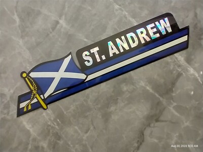 ST ANDREW Cross Scotland Flag Sticker 2.5"X12" Decal Metallic Prismic ...