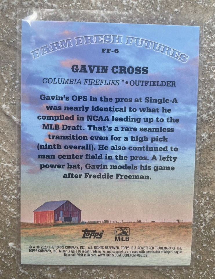 2023 Topps Pro Debut Farm Fresh Futures #FF-6 Gavin Cross Columbia ...