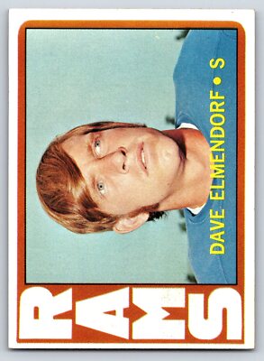 1972 Topps #109 Dave Elmendorf Rookie Los Angeles Rams Near Mint or ...