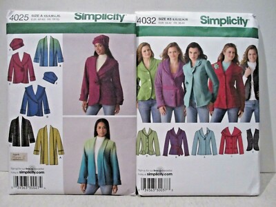 SIMPLICITY WOMEN'S JACKET VEST SEWING PATTERNS #4025 & #4032 | eBay