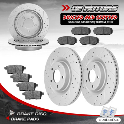 Front Rear Brake Rotors+ Brakes Pads Ford Edge MKX AWD DRILLED Rotor ...