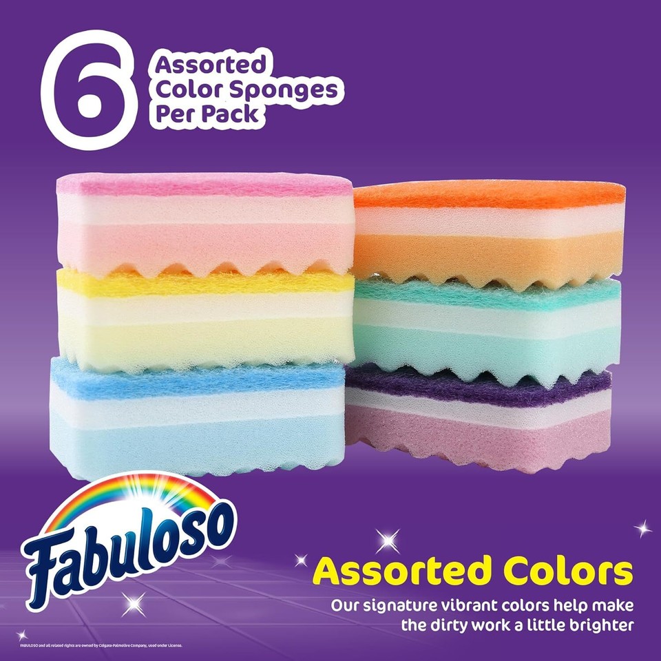 Fabuloso Sponges Rainbow 6 CT | Assorted Color Scratch-Free 6 Count, | eBay
