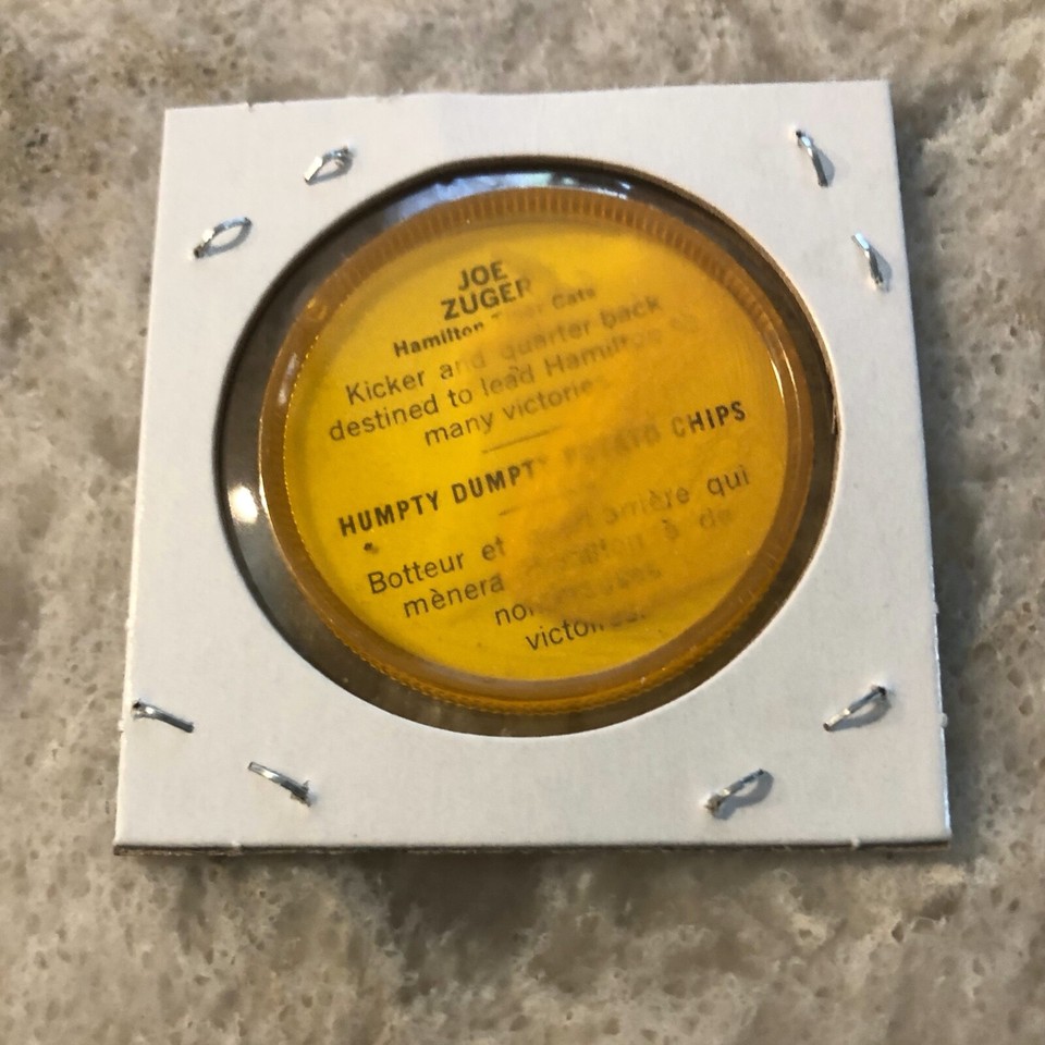 1963 Nalley's Hunters CFL Coin #43 Joe Zuger Hamilton Tiger Cats Humpty ...