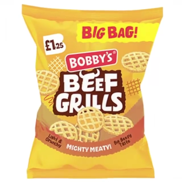 Bobby's Beef Grills Crisps Full Box Of 15 Packets at 60g Each Pack ...