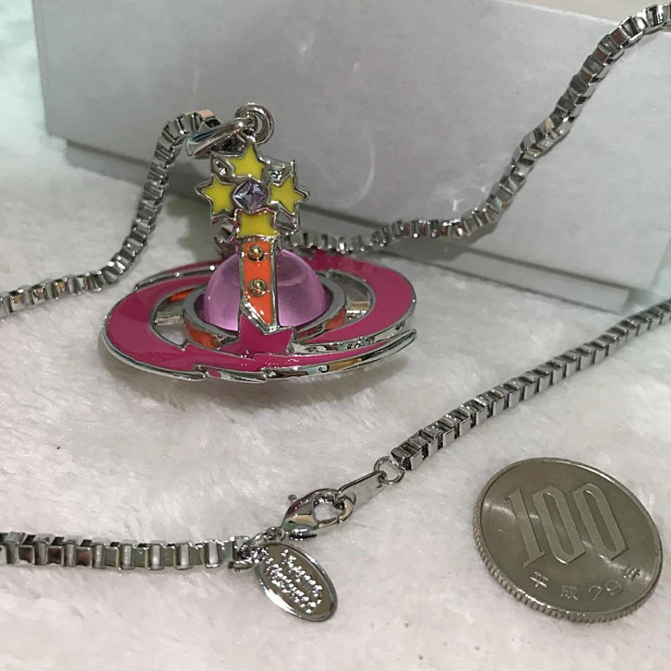 Vivienne Westwood Small Orb Necklace Shooting Star Pink Star Chain 45cm ...