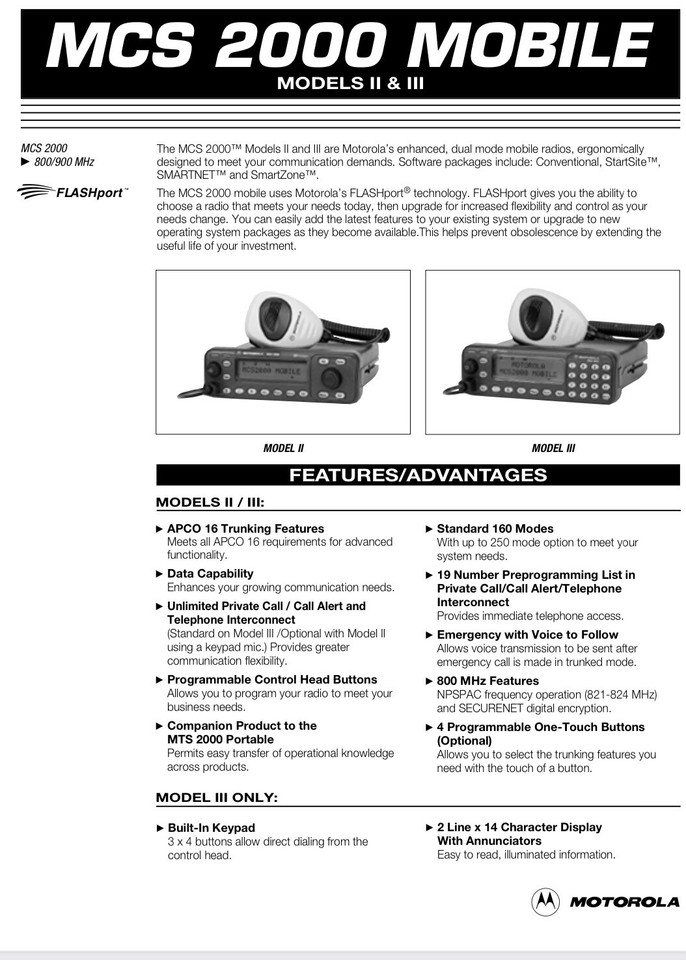 Motorola MCS 2000 flashport Control Head model II 2 w/ mount bracket ...