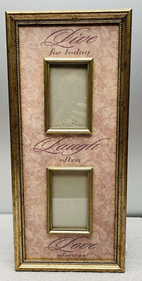 EUC "Live, Love, Laugh" Double Photo Frame, Hanging & Easel-Back, For 3 ...