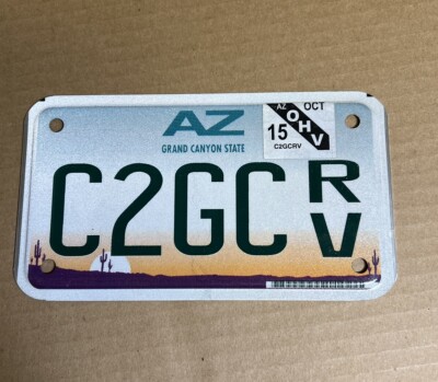 Arizona Motorcycle RV License Plate #C2GC RV Expired 2015 7" x 4" | eBay