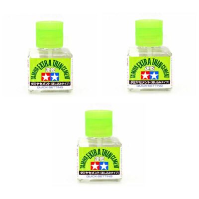 3 x Tamiya Extra Thin Liquid Cement Adhesive Quick Set Plastic Hobby ...