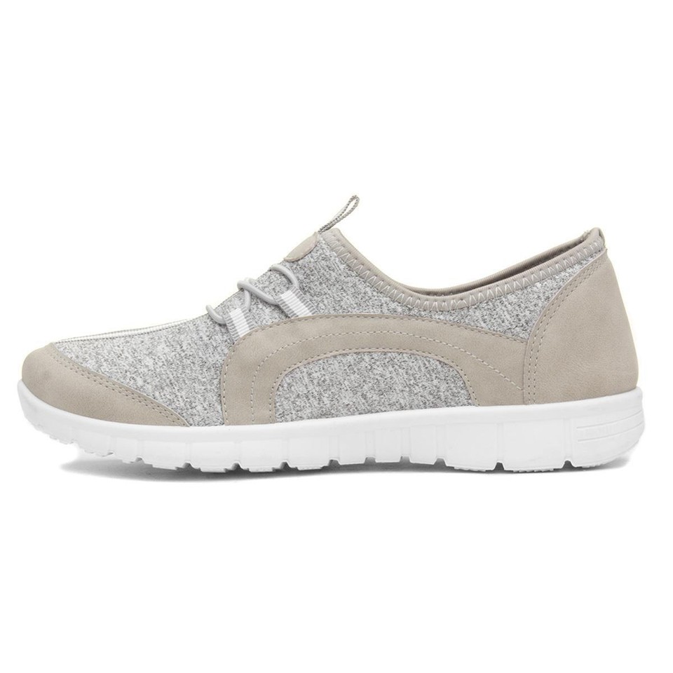 Lilley Womens Shoes Grey Adults Ladies Flat Casual Gripped Elasticated ...