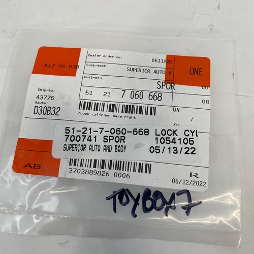 BMW Hybrid M3 X1 X3 X4 M X5 X6 M2 Base Lock Cylinder Right 51217060668 ...