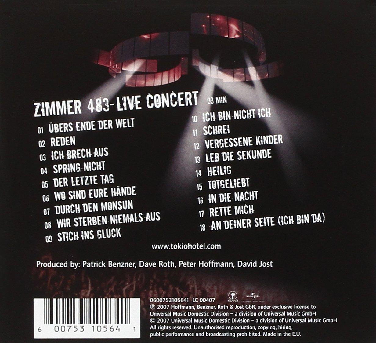 Zimmer 483-Live in Europe (Ltd.Pur Edt.) von Tokio Hotel (CD) online ...
