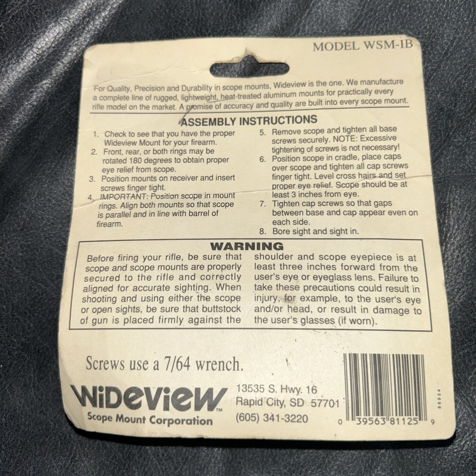 WIDEVIEW SEE-THRU SCOPE MOUNT SAVAGE 110 Model WSM-IB | eBay