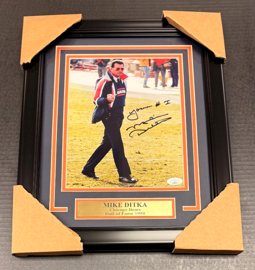 MIKE DITKA FINGER CHICAGO BEARS AUTOGRAPHED SIGNED 8x10 FRAMED PHOTO ...