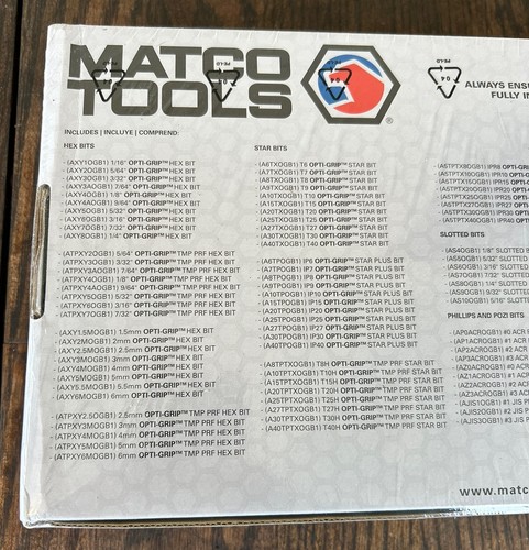 Matco Tools 112 Piece OPTI-GRIP Hex Star Slotted Phillips Bit Set ...