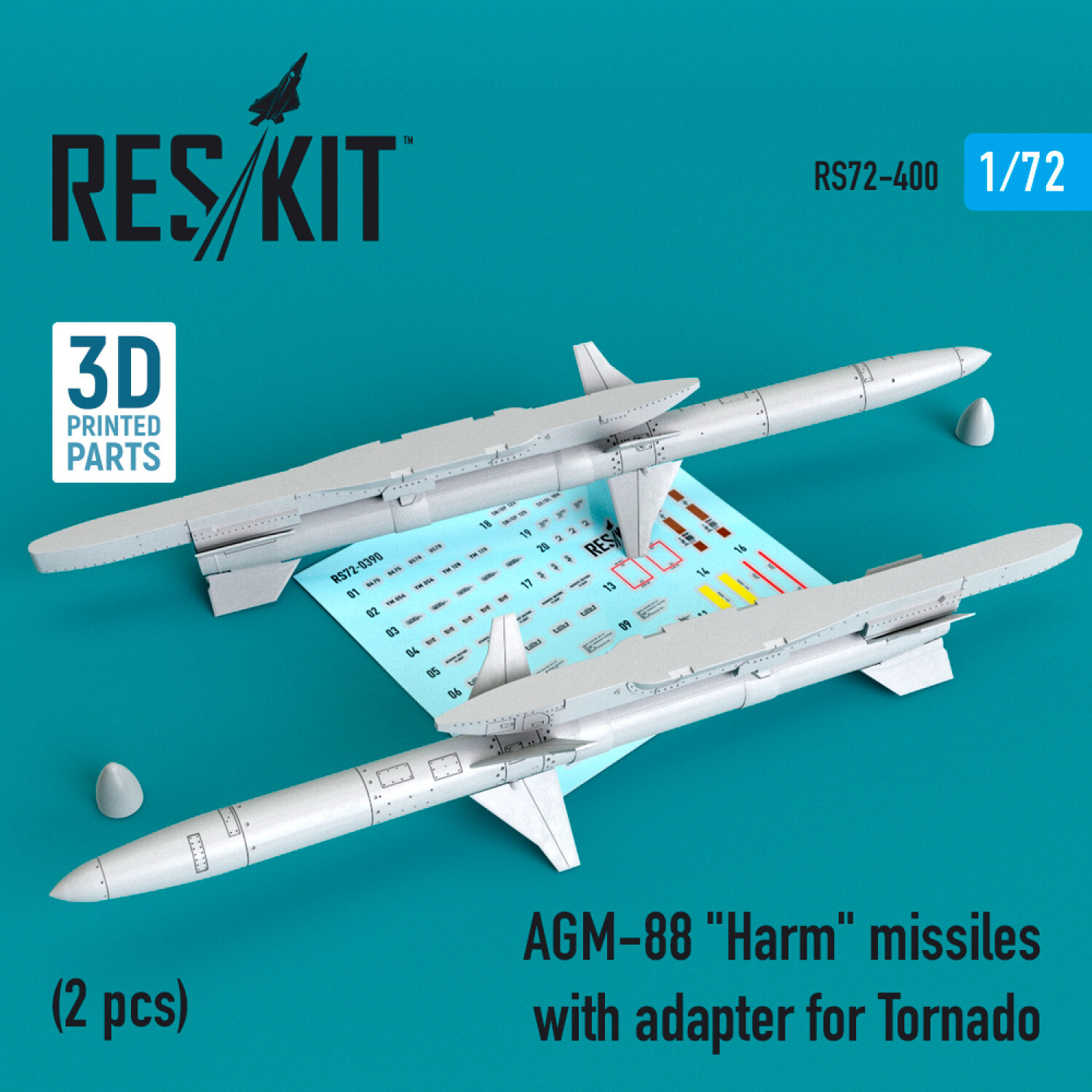 Reskit RS72-0400 1 72 AGM-88 "Harm" missiles with adapter for Tornado ...