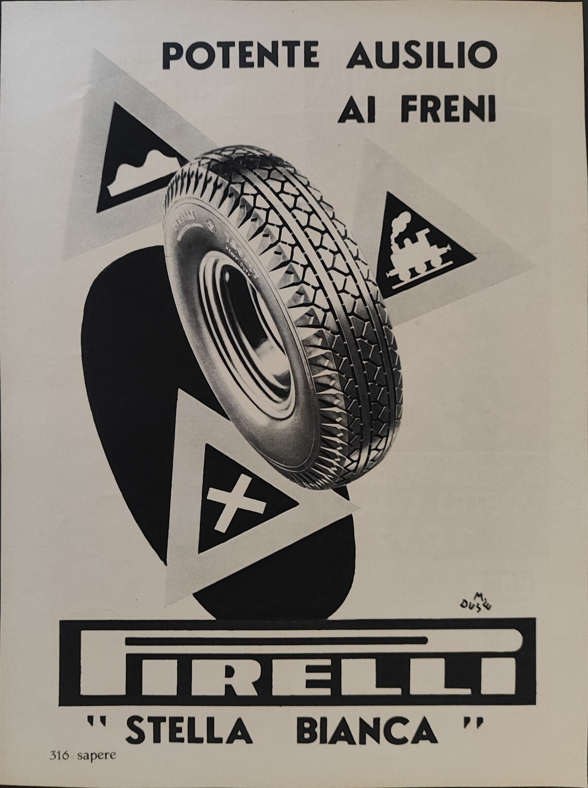 Pirelli Advertising Tire Stella Bianca 1 Page 1939 Original By M. Duse | eBay UK