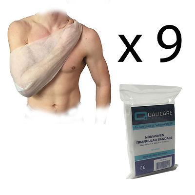 QUALICARE WHOLESALE 9 PACK OF FIRST AID TRIANGULAR BANDAGE SHOULDER ARM ...