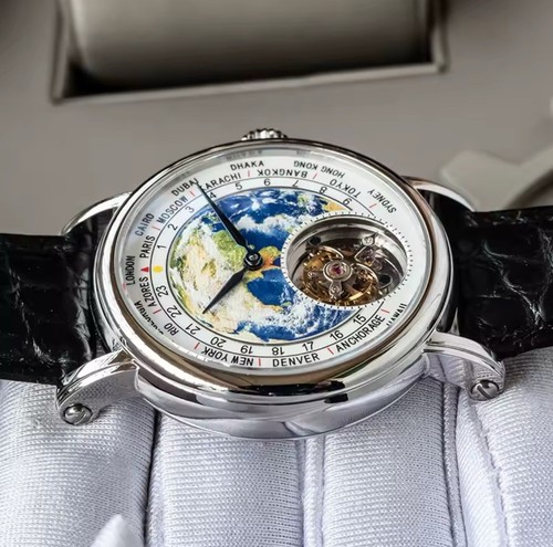 Premium Earth hand painted Art Dial HandWind Movement Tourbillon Watch ...