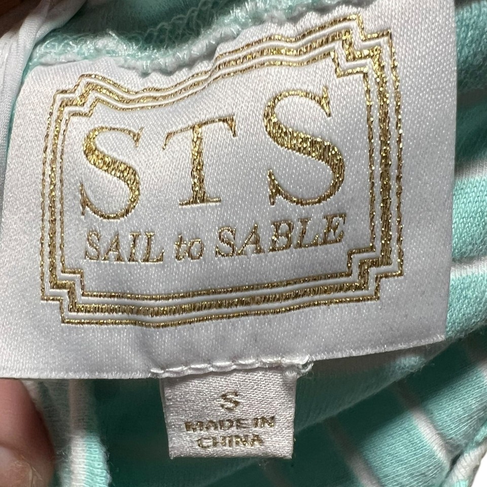 Sail to Sable Size S Aqua White Striped Ruffle Hem Shift Dress | eBay