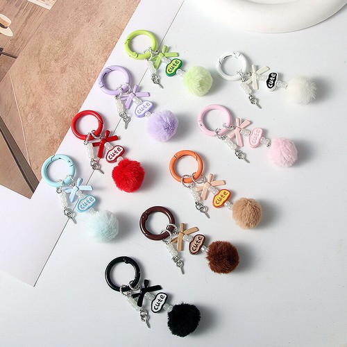 Cute Hairball Keyring Colorful Pompom Charm Keychain Backpack ...