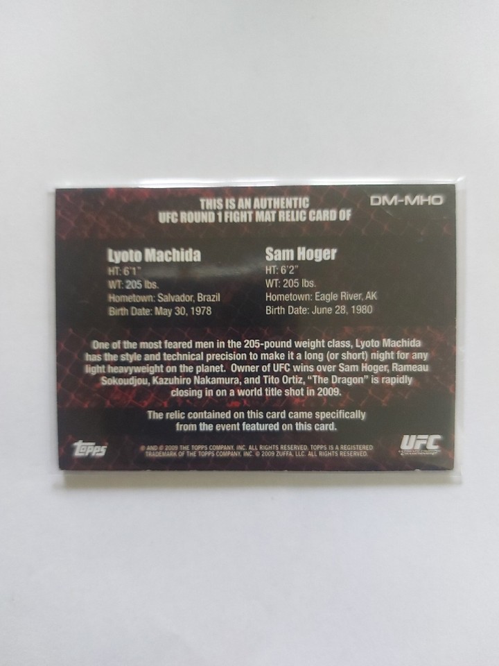 UFC ROUND 1 ROOKIE MAT RELIC CARD OF LYOTA MACHIDA!!! DM-MHO SP!!! RC ...