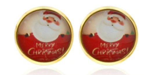 Father Christmas Cufflinks Santa Claus Cuff links Xmas Round Gold Tone ...