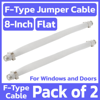 2 Pack 8" F-Type Coaxial Cable Jumper Flat Coax Connector Cord for ...