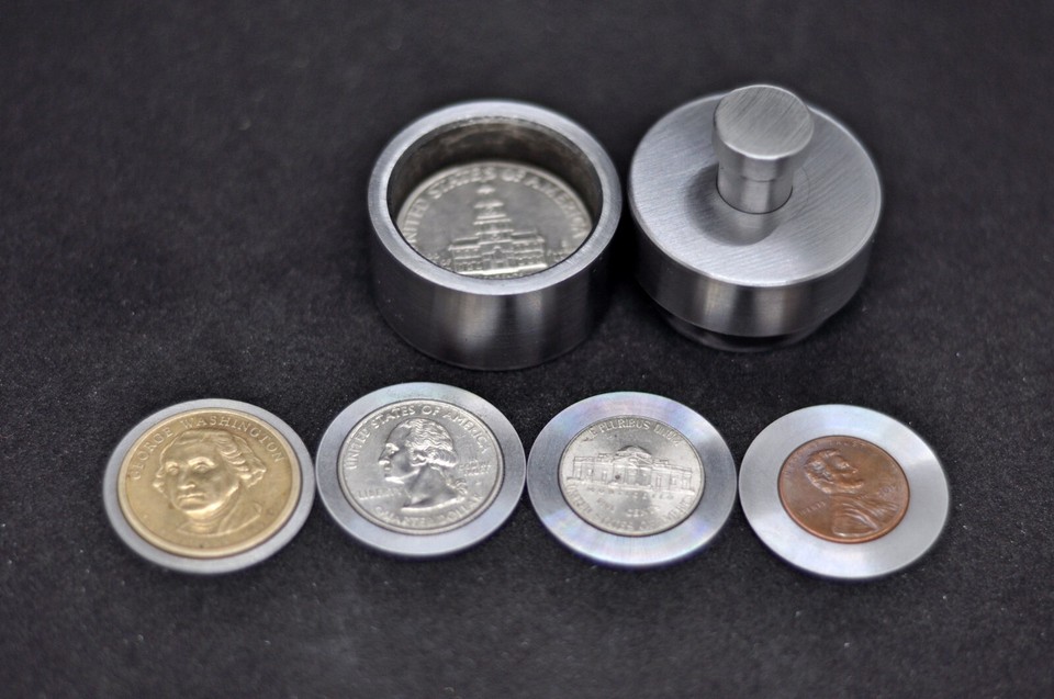 7/16" Steel Coin Ring Tool SET with SPACERS for 5 US COINS CENTER PUNCH ...