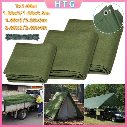 Water Resistant Military Canvas Tarp Heavy Duty w Grommet Tarpaulin ...