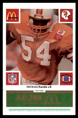 1986 McDonald's Football Green #667 Buccaneers Ervin Randle #54 NM/MT ...