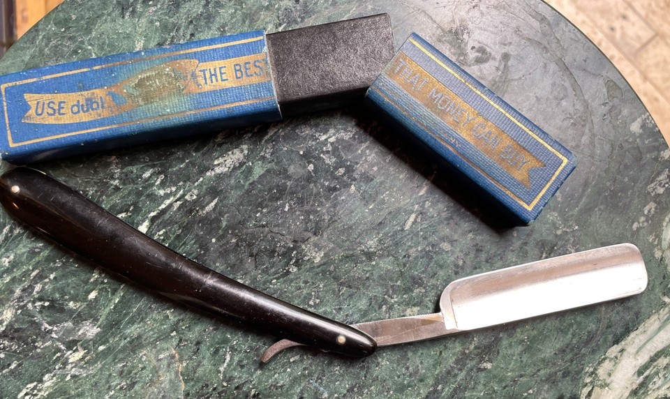 Vintage 11/16” Dubl Duck Straight Cut Throat Razor Solingen Germany Box ...