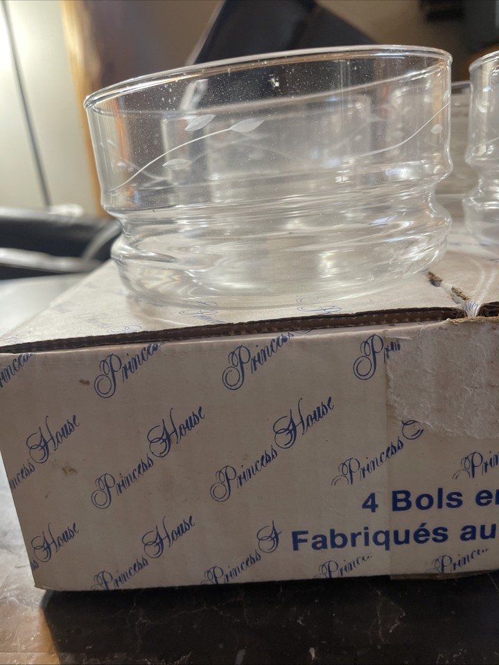 Princess House Heritage Salad Soup Bowls Set of 8 Crystal Etched #493 ...