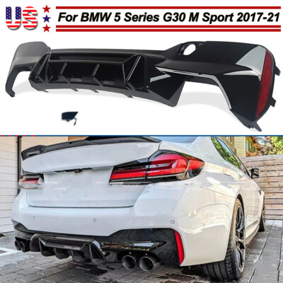 M Competition Style Gloss Black Rear Bumper Diffuser For BMW G30 5 ...