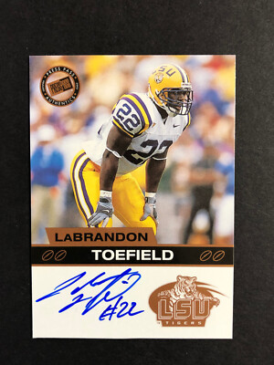 LaBrandon Toefield LSU Signed 2003 Press Pass Football Card Auto ...